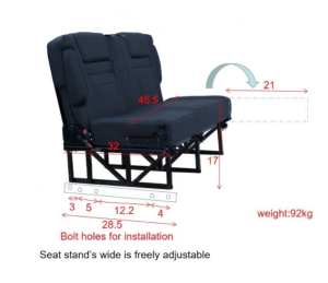2 Person 45" Wide Seat Bench Folding Bed System for Ram Promaster Van ...